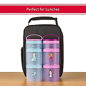 Whiskware Disney Stackable Snack Containers for Kids and Toddlers, 3 Stackable Snack Cups for School and Travel, Elsa and Bruni