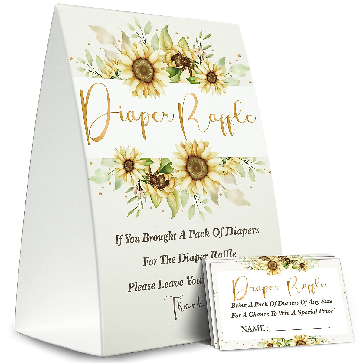 Diaper Raffle Sign,Diaper Raffle Baby Shower Game Kit (1 Standing Sign + 50 Guessing Cards),Baby Showers Decorations,Card for Baby Shower Game to Bring a Pack of Diapers-XN10