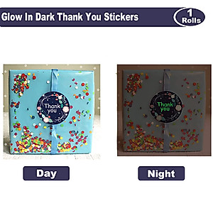 Hohamn Luminous Thank You Stickers Roll - 1.5 Inch 500PCS Glow in Dark Thank You Stickers for Bubble Mailers Packaging Wedding Baby Shower Birthday
