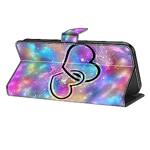 ALILANG for Samsung Galaxy Z Fold 4 5G Wallet Case with Credit Card Holder, Flip Book PU Leather Protective Magnetic Cover for Samsung Z Fold 4 Phone Case-Heart to Heart