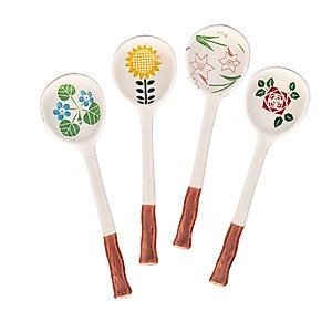 FYUEROPA Ceramic Soup Spoons Set Asian Spoons Chinese Japanese Tablespoon for Ramen Pho Wonton Dumplings Miso - Set of 4
