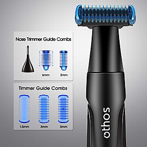 Othos Multi-Functional Electric Grooming Razor Kit for Men Body Trimmer, Nose, Ear, Eyebrow Trimmer with Precision Combs Wet and Dry use, Waterproof, AA Battery Operated (Included)