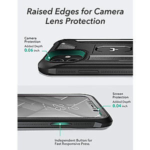 YOUMAKER Designed for iPhone 11 Case, Heavy Duty Protection Kickstand with Built-in Screen Protector Shockproof Cover for iPhone 11 6.1 Inch - Black