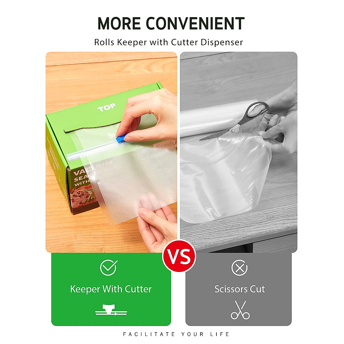 Syntus 11" x 150' Food Vacuum Seal Roll Keeper with Cutter Dispenser, Commercial Grade Vacuum Sealer Bag Rolls, BPA Free Food Vac Bags, Ideal for Storage, Meal Prep and Sous Vide