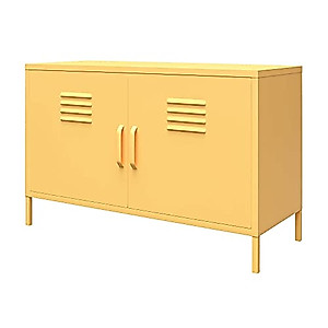 Novogratz Cache 2 Door Metal Locker Accent, Yellow Cabinet