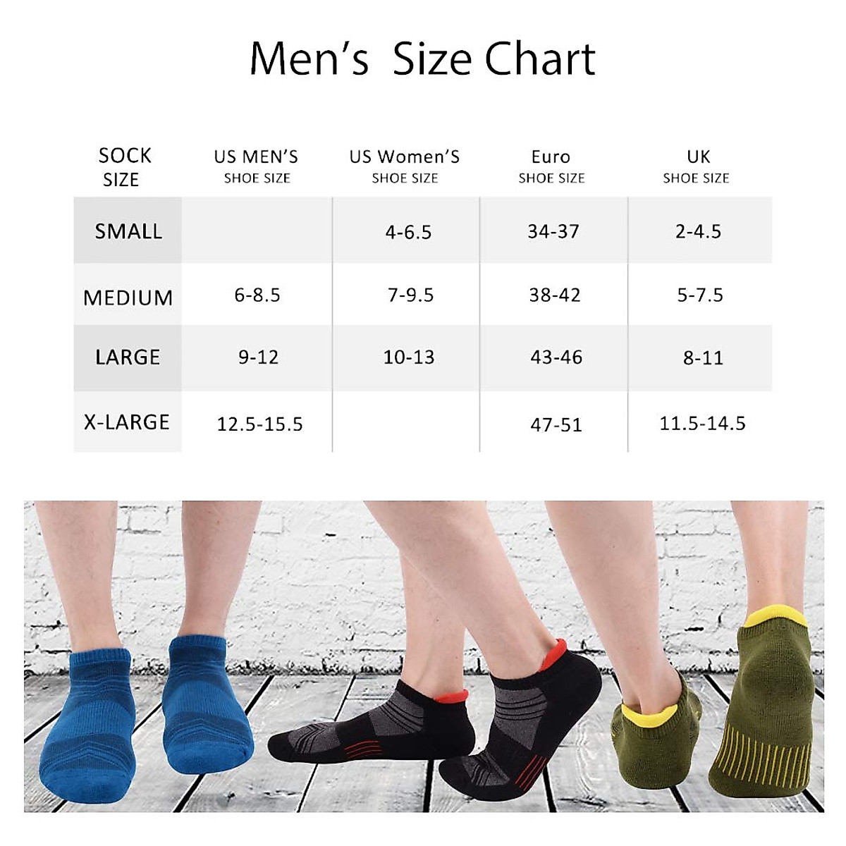 JOYNÉE Mens Ankle Low Cut Athletic Tab Socks for Men Sports Comfort Cushion Sock 6 Pack,Multicoloured,Sock Size 10-13