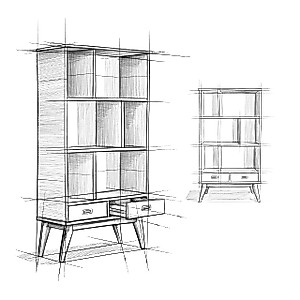 SIMPLIHOME Draper SOLID HARDWOOD 35 Inch Mid Century Modern Wide Bookcase and Storage Unit in White, For the Living Room, Study Room and Office