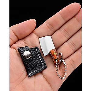 Damascus Pocket Knife Set, Mini Axe with Sheath Chef Knife EDC Knives Small Knife Cleaver - Set of 3