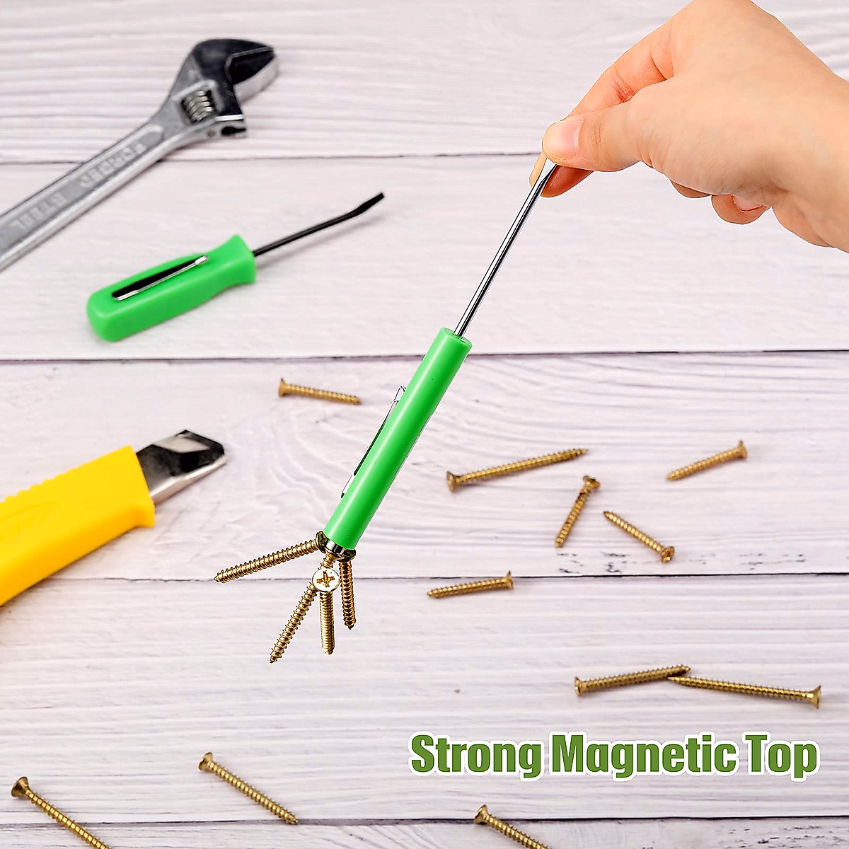 5 Pieces Magnetic Pocket Screwdriver Mini Pocket Screwdriver with Clip Small Slotted Head Screwdriver Tool Set for Home Office Gadgets Repair Tool Mechanics Electricians Technician (Green)