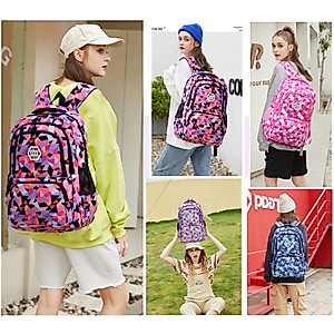 Bansusu Geometric Print Kids Backpack for Girls Boys School Bag Bookbags
