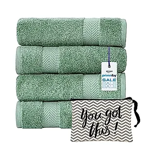 TEXTILOM Turkish Hand Towels for Bathroom – Hotel and Spa Quality & Soft & Absorbent & Quick Dry Bathroom Hand Towels – 100% Cotton Turkish Hand Towel Set of 4 (16 x 28 inches) - Green