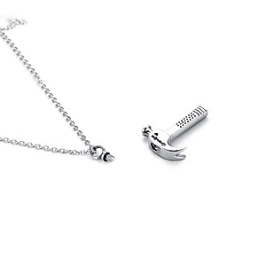 YSAHan Hammer Shape Cremation Urn Necklace Ashes Memorial Pendant Stainless Steel Locket Keepsake Jewelry for Grandpa