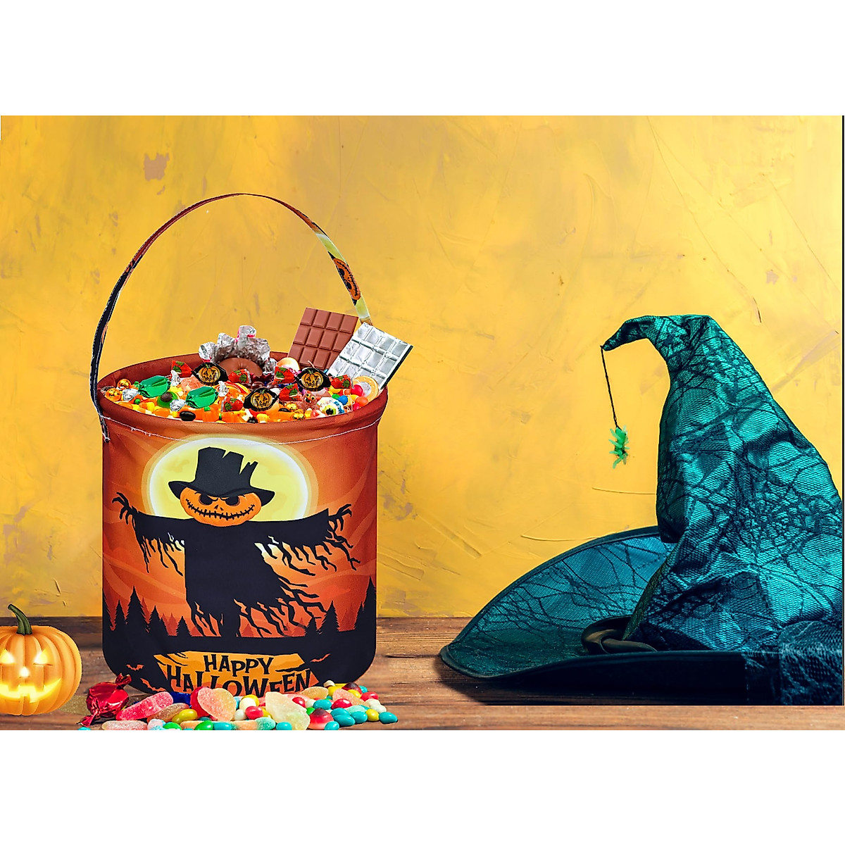 Halloween Basket Trick or Treat Bag Cute Candy Tote Buckets Reusable Canvas Best Organizer Party Gifts for Kids
