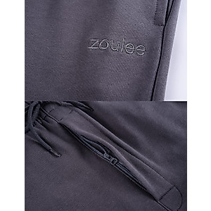 Zoulee Classic Drawstring-Waist Zipper Logo Jogger Pants with Zipper Fly Navy Blue 2XL