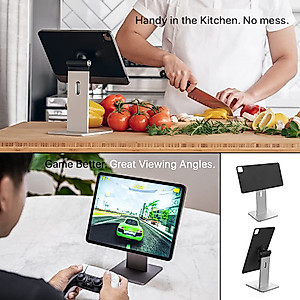 CharJenPro MagFlott V1.0 Magnetic Stand for iPad Pro 12.9”, iPad Air 13" M2 (2024). Gray. Successful Kickstarter Campaign. Includes 6’ USB C Curved Cable.