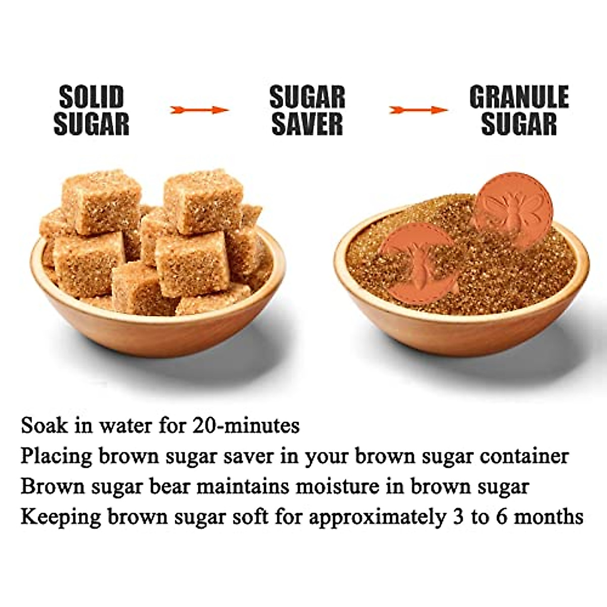 dgudgu Brown Sugar Keeper Bee 4 Terra Cotta Brown Sugar Saver disk clay disc for brown sugar brown sugar softener