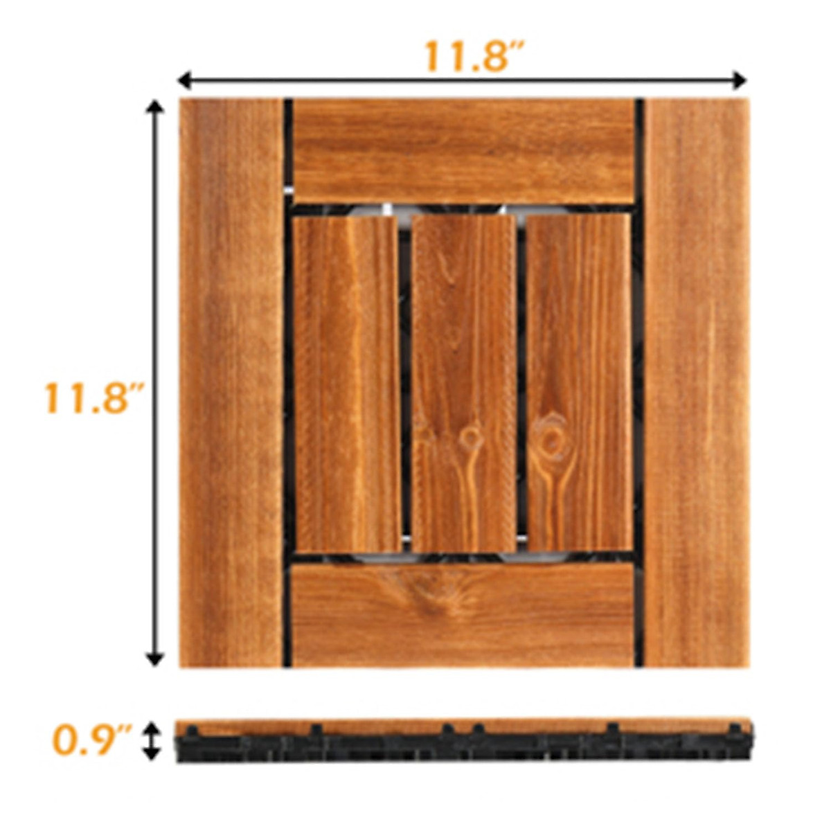 Natural Oak Wood Interlocking Deck Tiles 27pcs Outdoor Spliced ​​Solid Wood Flooring,Waterproof Flooring Tiles for Patio Porch Poolside Balcony Backyard (Model 1)