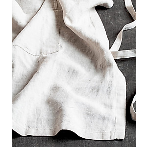 LK PureLife Stonewashed 100% French Linen Apron-Adjustable with Pockets for Women Men-Natural Linen