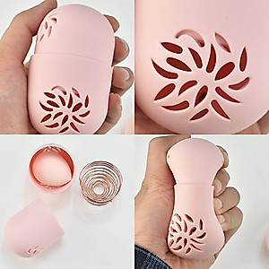 DKAF Makeup Sponge Container Set, 2 Silicone Makeup Sponge Travel Case 2 Soft Makeup Sponge and 2 Makeup Sponge Drying Holder, Easy to Carry