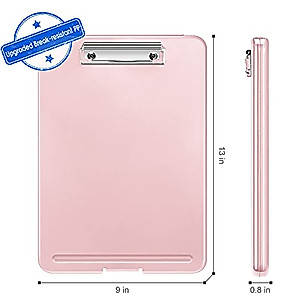 SITHON Nursing Clipboard with Storage, Lightweight Portable Writing Clipboard with Compartment Organizer for Nurse Doctor Medical Professionals Teachers Students Sales Coach School Office (Pink)
