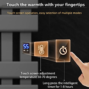 Electric Towel Rail, Bathroom Radiator, Wall Mounted Towel Warmer and Towel Dryer Made of Aluminium Alloy with Timer Temperature Control Anthracite, Black (Black) Beautiful Scenery