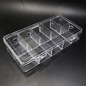 WellieSTR 1Pc Empty Acrylic Dubbing Storage Boxes with 10 compartments&Outlet Holes Luxury Dubbing Dispenser Fly Tying Tackle Box