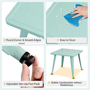 Costzon Kids Steel Table for Indoor/Outdoor Use, Preschool, Bedroom, Playroom, Activity Table for Toddlers Children Boys & Girls(Mint Green, Table)