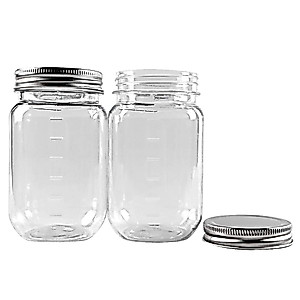 novelinks 16 Ounce Clear Plastic Jars Containers With Screw On Lids - Refillable Round Empty Plastic Slime Storage Containers for Kitchen & Household Storage - BPA Free (20 Pack)