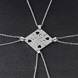 Best Friend Friendship Necklaces for 4, Best Friends Forever BFF Necklace Engraved Puzzle Friendship Pendant Charm Necklaces Set Christma Gift for Women Girls