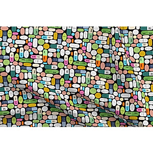 Spoonflower Fabric - Black Green White Pills Medicine Capsules Prescription Pharmacy Printed on Petal Signature Cotton Fabric by The Yard - Sewing Quilting Apparel Crafts Decor
