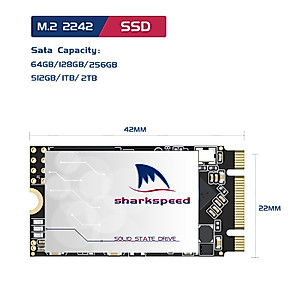 2242 NGFF 128GB M.2 SSD SHARKSPEED Plus Internal M2 SSD 3D NAND SATA III 6 Gb/s,Solid State Drive for Notebooks Desktop PC [M.2 2242 128GB(2Packs)]