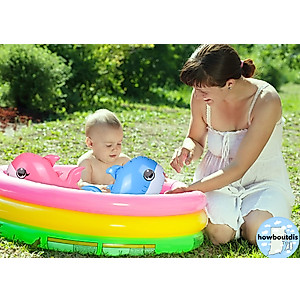 Three Pack of Fun 24 inch Inflatable Pup Sharks- Blue - Light Blue and Pink - Perfect for Birthday Parties Pool Parties or even Bathtub Play - Everyone will Love these Cute Inflates!