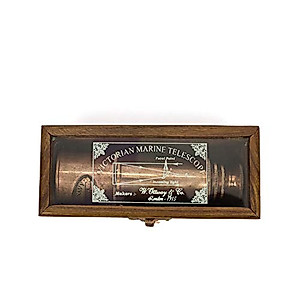 Vintage 1915 Retro Sailor Marine Telescope Copper Antique Royal Navy telescopes Wooden Box Glass Cover
