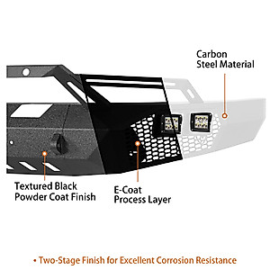 Hooke Road Earthshaker F150 Front Bumper w/Bull Bar & Winch Plate for Ford F-150 2009 2010 2011 2012 2013 2014 (Exclude Raptor), Full Width Steel Replacement Bumper