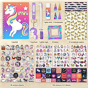 ANERZA DIY Journal Set for Girls Gifts Ages 6 7 8 9 10 11 12 13 Years Old, Unicorn Birthday & Christmas Gifts Ideas, Arts and Crafts for Kids, Toys Stickers for Teens, Scrapbook & Diary Supplies Kit