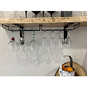 RedDreamer 14-Inch Black Wine Glass Rack, Under Cabinet Wine Glass Holder Stainless Steel Stemware Rack - Hanging Stemware Holder for Cabinet Kitchen Bar, Set of 4