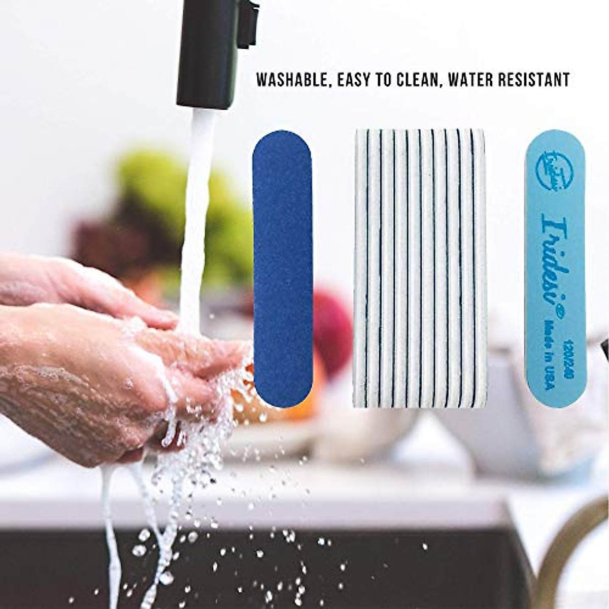 Iridesi Professional Mini Blue Finger Nail Files 120/240 Washable Emery Boards 3-1/2 Inches Long 12 Fingernail Files Per Pack