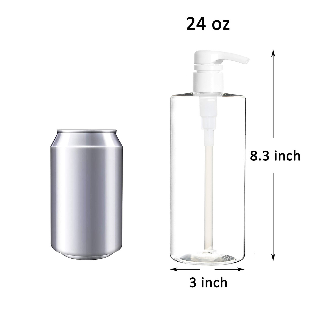 Youngever 4 Pack Pump Bottles for Shampoo 24 Ounce, Empty Shampoo Pump Bottles, Plastic Cylinder with Lockdown-Leak Proof-Pumps