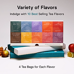 OSULLOC Premium Tea Collection Gift Set, Premium Organic Pure & Blended Tea from Jeju, Tea Bag Series 40 count, 8 flavors x 5 EA