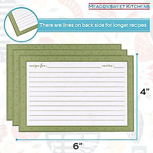 Meadowsweet Kitchens Recipe Card Set - 25 Double Sided Recipe Cards 4 x 6 Inch, Perfect Size Blank Cards for a Recipe Card Box, Make Your Own Personalized Recipe Book - European Garden