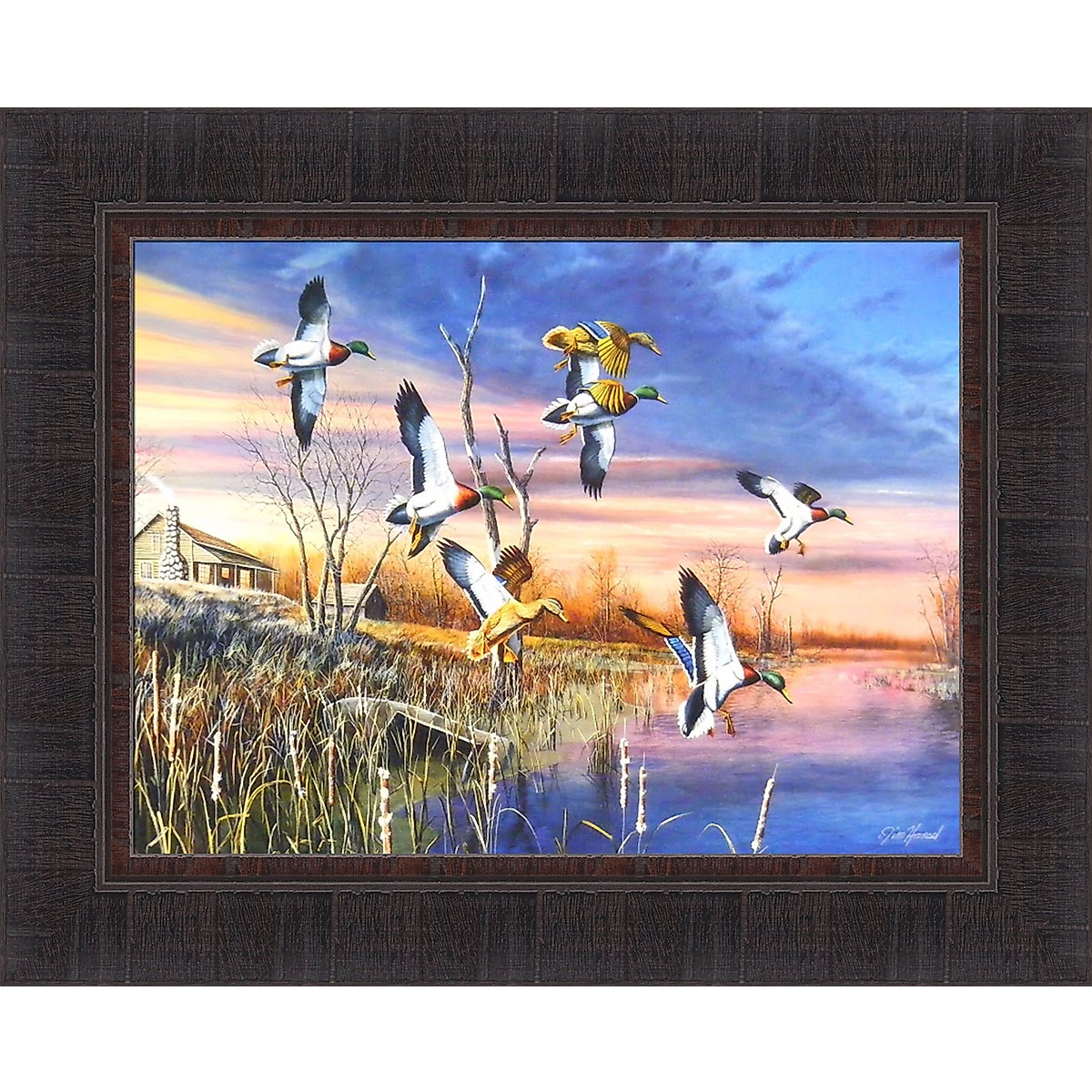 Final Approach by Jim Hansel 17x21 Mallards Ducks Framed Art Print Wall Décor Picture