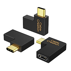 CableCreation Right Angle USB C Male to Female Adapter [3-Pack], 90 Degree USB 3.1 USB C Extension Adapter (3A/10G) for MacBook (Pro), Pixel 2 XL, Laptop & Tablet & Mobile Phone