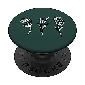 Minimalist Forest Green Floral Pattern Flower PopSockets Standard PopGrip