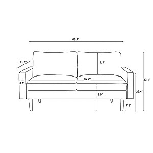 Meeyar Couches for Living Room,70''Width Comfy Sofa 3 Seater Sofa for Living Room 3 Seater Comfy Couch Room Couch for Bedroom Sofa for Office,Black