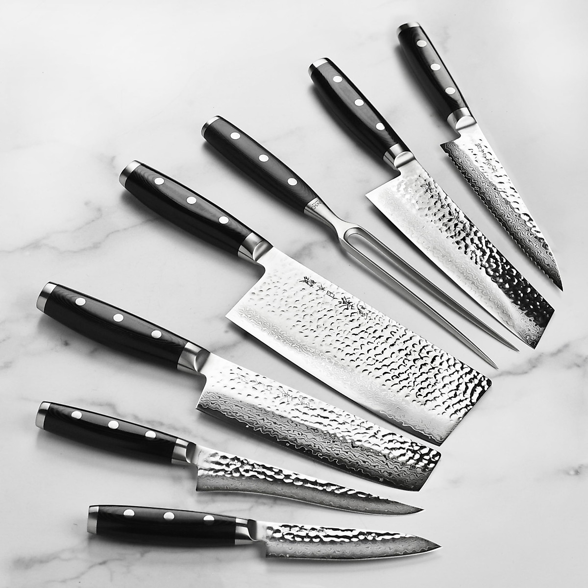 Enso Knife Set - Made in Japan - HD Series - VG10 Hammered Damascus Japanese Stainless Steel with Acacia Knife Block - 25 Piece