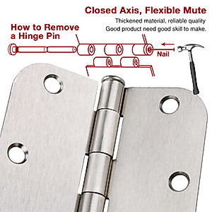 18 Pack Nickel Door Hinges Brushed Nickel 3 1/2 Interior Door Hinges Satin Nickel 3.5 Inch with 5/8” Radius Corners 3 ½"x 3 ½" Silver Hardware Controls