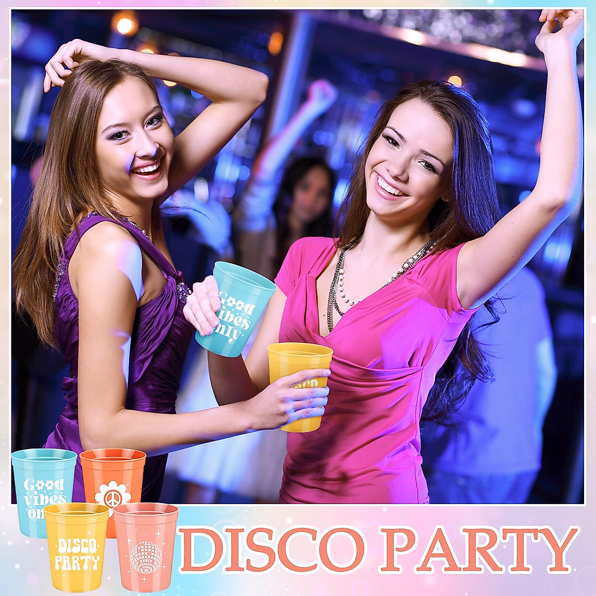 Norme 16 Pcs Groovy Retro Bachelorette Party Decorations Cups 16 oz Reusable Hippie Boho Party Plastic Cup 70s Bridal Shower Cup Bulk Dazed and Engaged Bachelorette Drinking Drinkware Supplies Favor