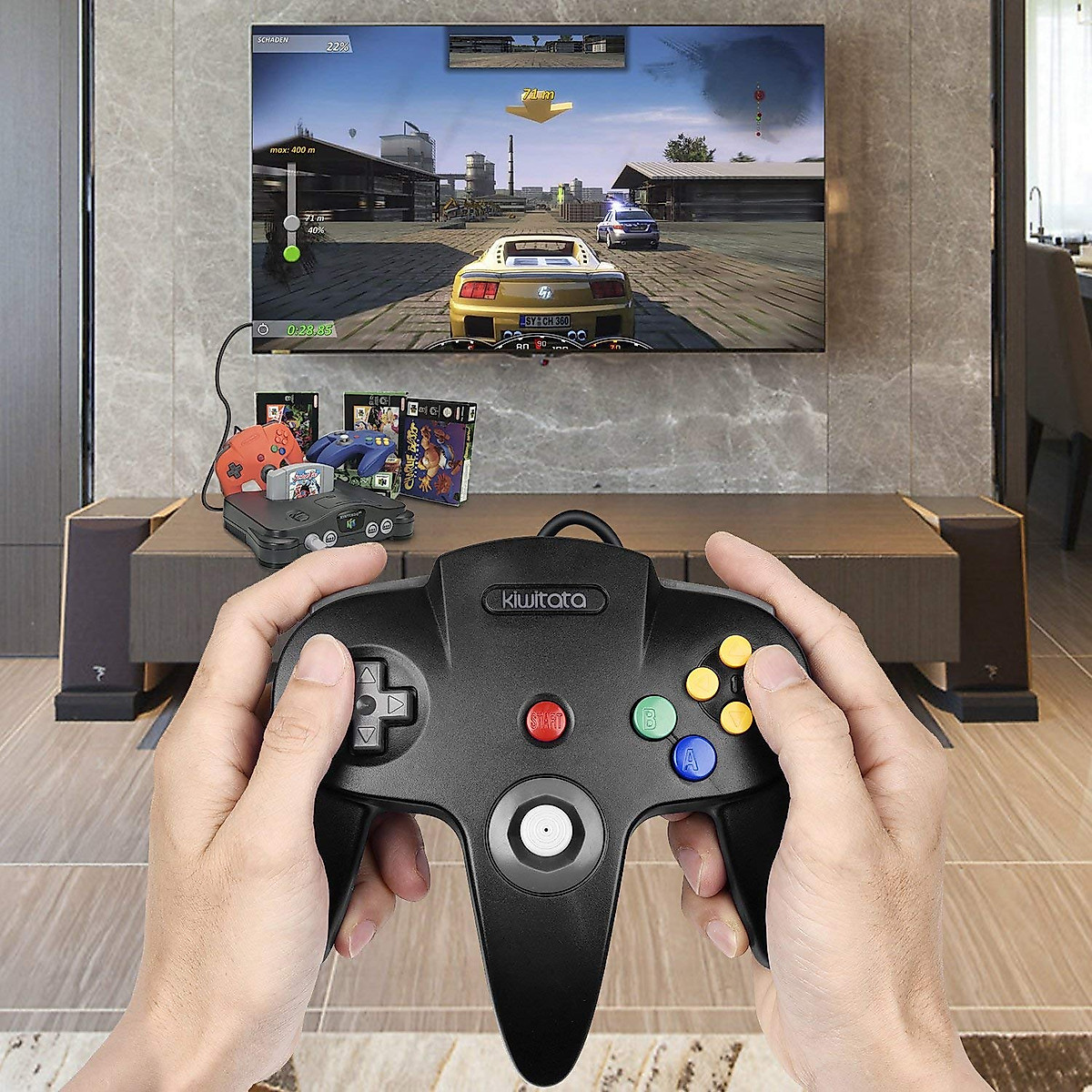 KIWITATA 2X Classic N64 Controller, Retro N64 Remote Wired Game Upgraded Joystick Gamepad Controller for N64 Video Game Console