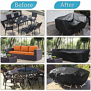 KDGGLUCK Windproof Waterproof 420d Oxford Fabric Patio Table Cover for Outside Chairs Sofa Storage Rectangular Black Garden Furniture Cover Oxford Polyester 140x60x60cm(LxWxH)