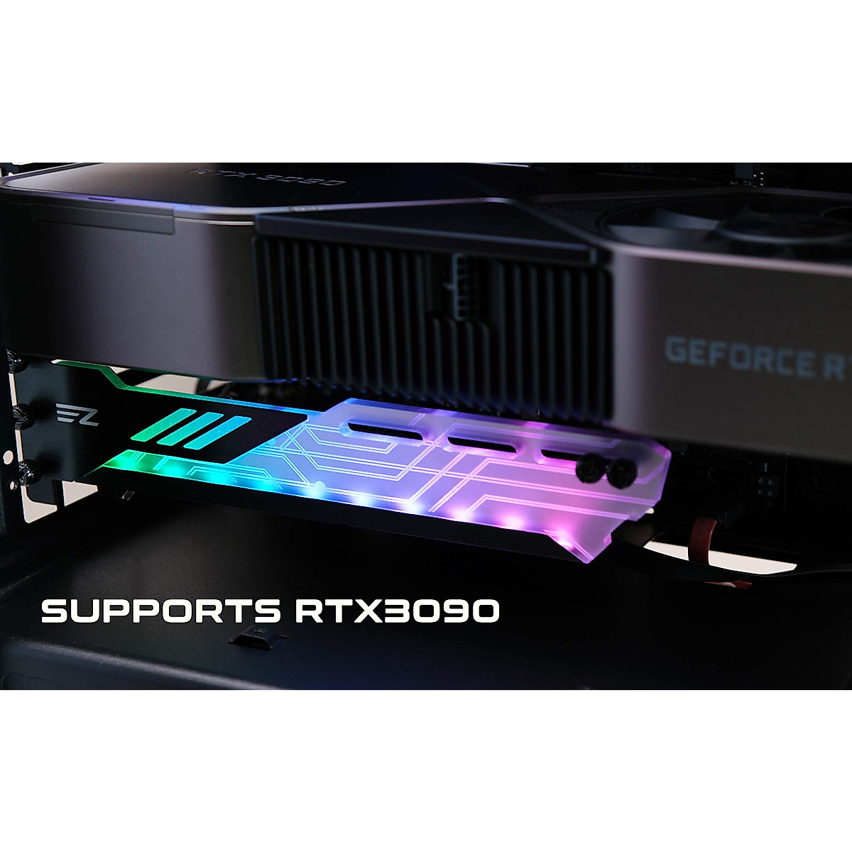 EZDIY-FAB RGB GPU Holder 5V 3-Pin Colorful RGB Graphics Card GPU Support Video Card Holder Bracket, Video Card Sag Holder/Holster Bracket- 309-1